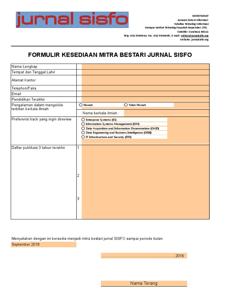 Formulir Kesediaan Menjadi Mitra Bestari | PDF