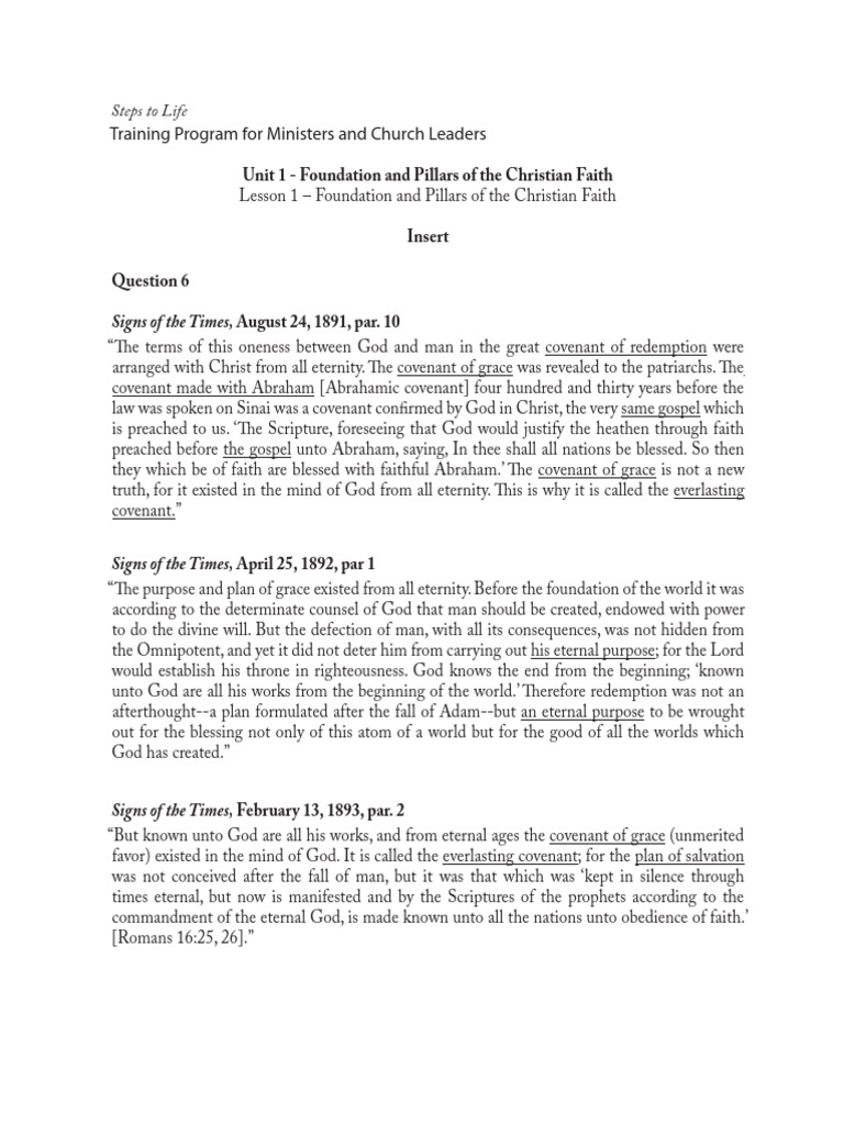 01 Lesson 1 Unit Insert | PDF | Covenant Theology | God In Christianity