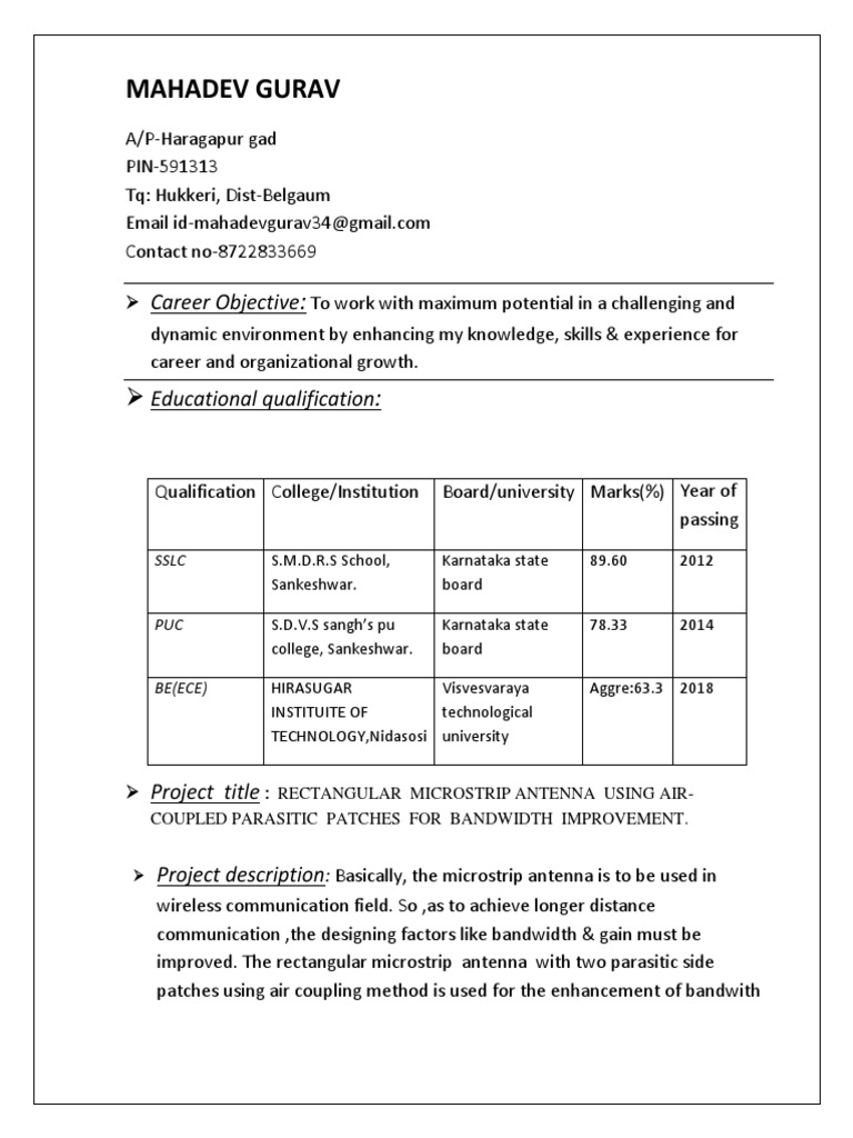 Mahadev Gurav: Career Objective | PDF | Communication | Computing And Information Technology