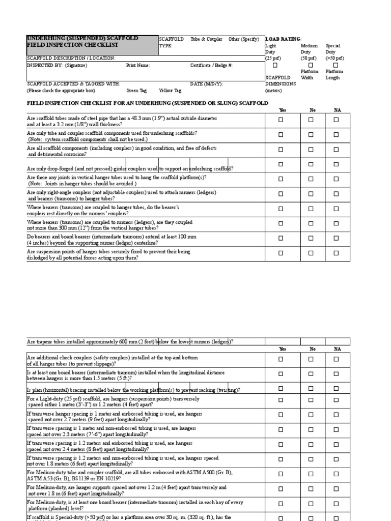 Underhung (Suspended) Scaffold | PDF | Scaffolding | Nature