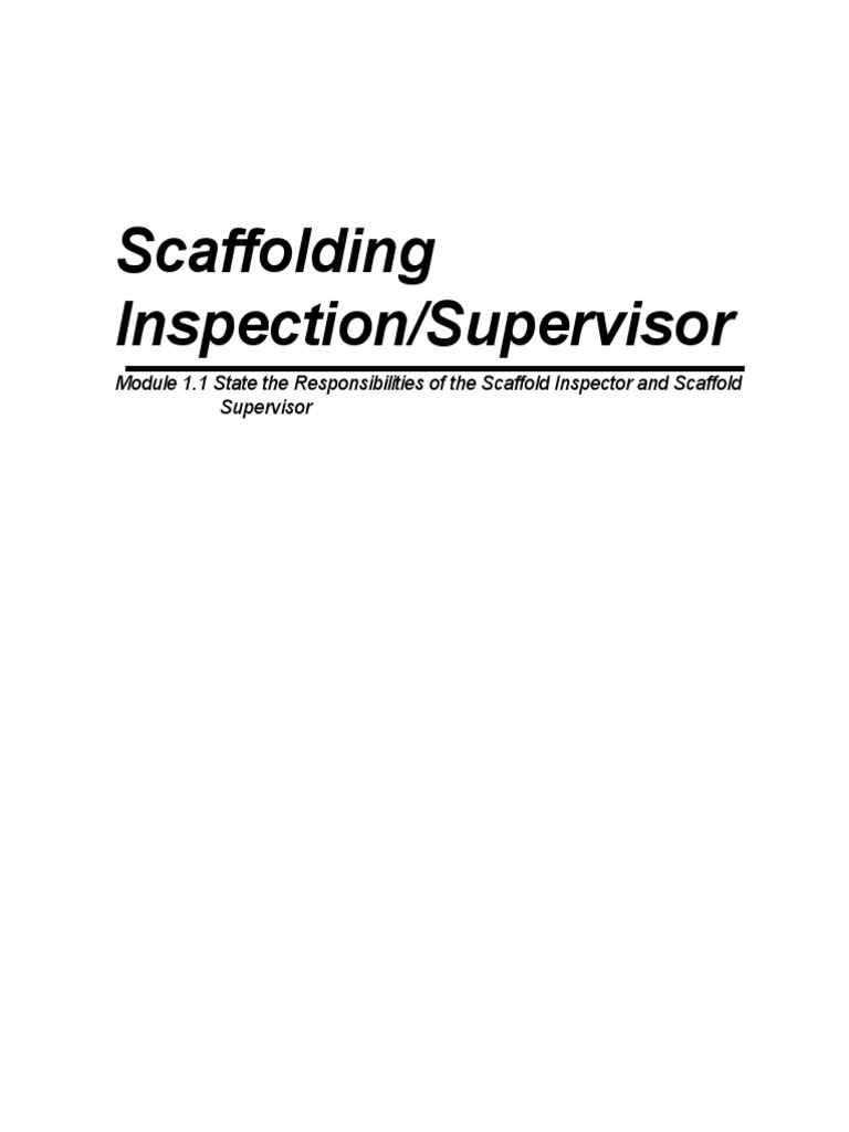 Scaffold Inspector and Supervisor Roles | PDF | Scaffolding | Lumber