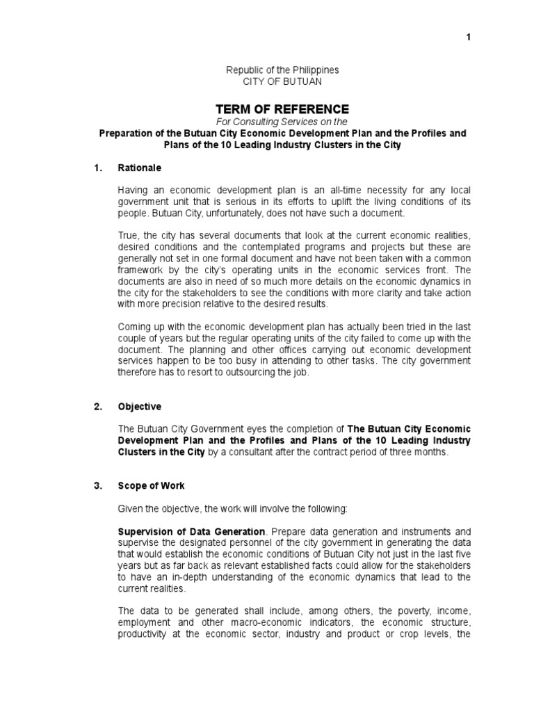 Term of Reference: For Consulting Services On The | PDF | Employment ...