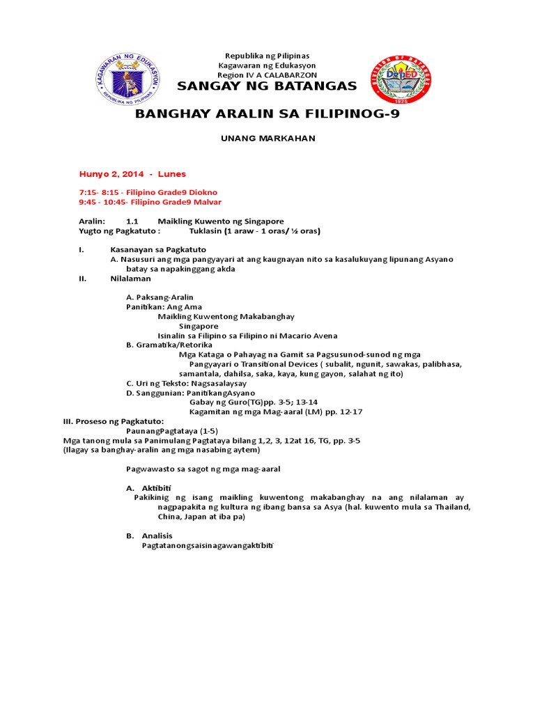 Aralin 1.1 Tuklasin Filipino g9 (1) Final | PDF