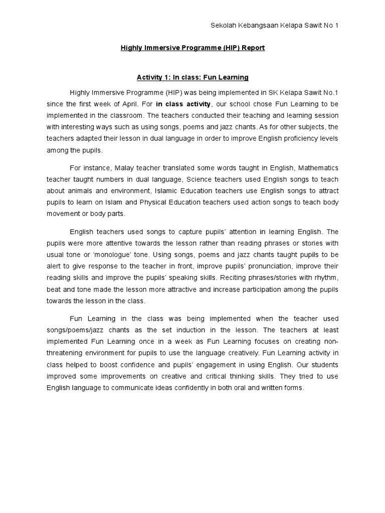 Hip Report 2018 | PDF | Teachers | English Language