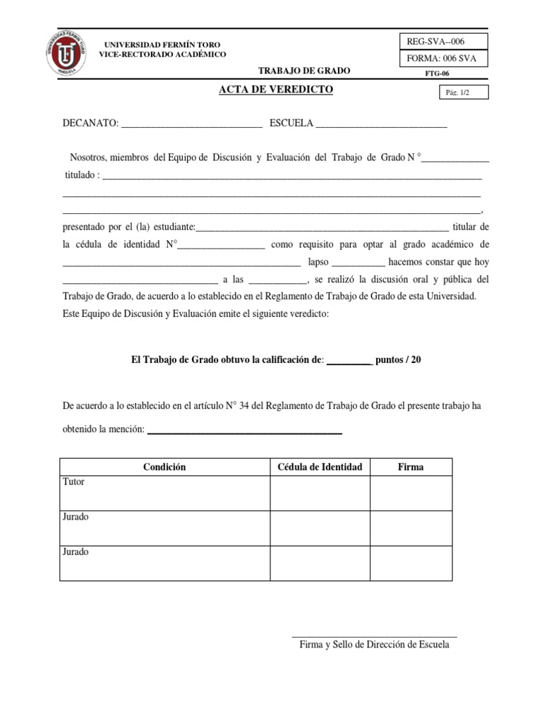 FORMA 006 SVA Acta de Veredicto | PDF