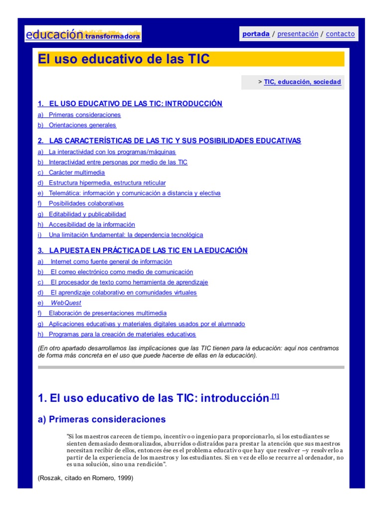 El Uso Educativo De Las Tics Pdf Tecnología De Información Y
