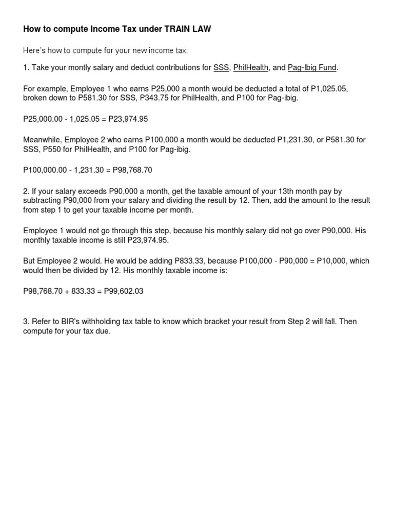 How To Compute Income Tax Under TRAIN LAW | PDF