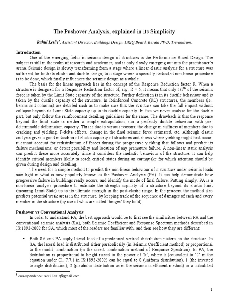 Ci 23 - 24 The Pushover Analysis Explained PDF | PDF | Mechanics ...