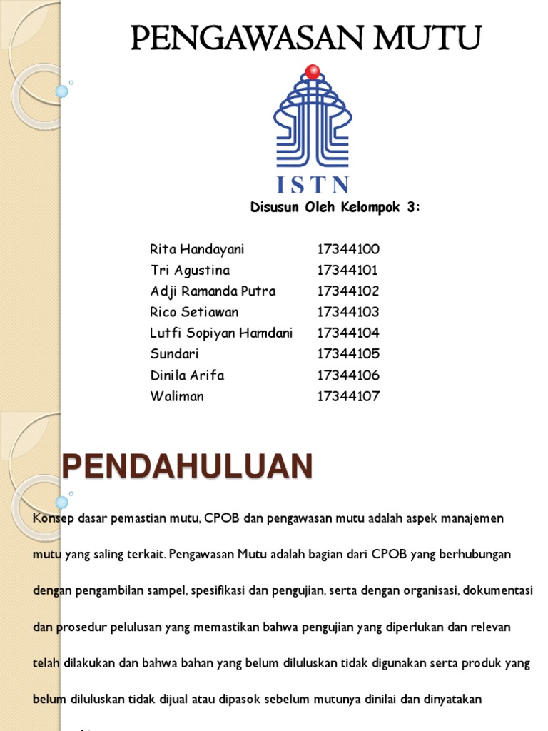Pengawasan Mutu Industri Farmasi | PDF