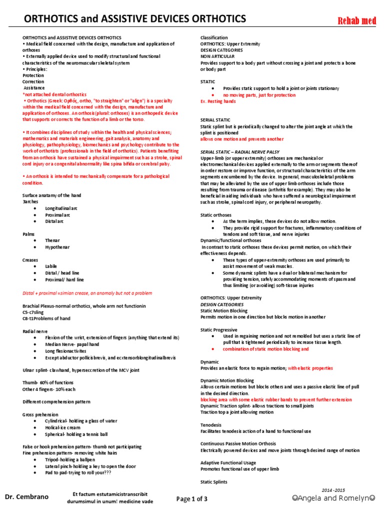 Orthotics and Assistive Devices Orthotics | PDF | Clinical Medicine ...