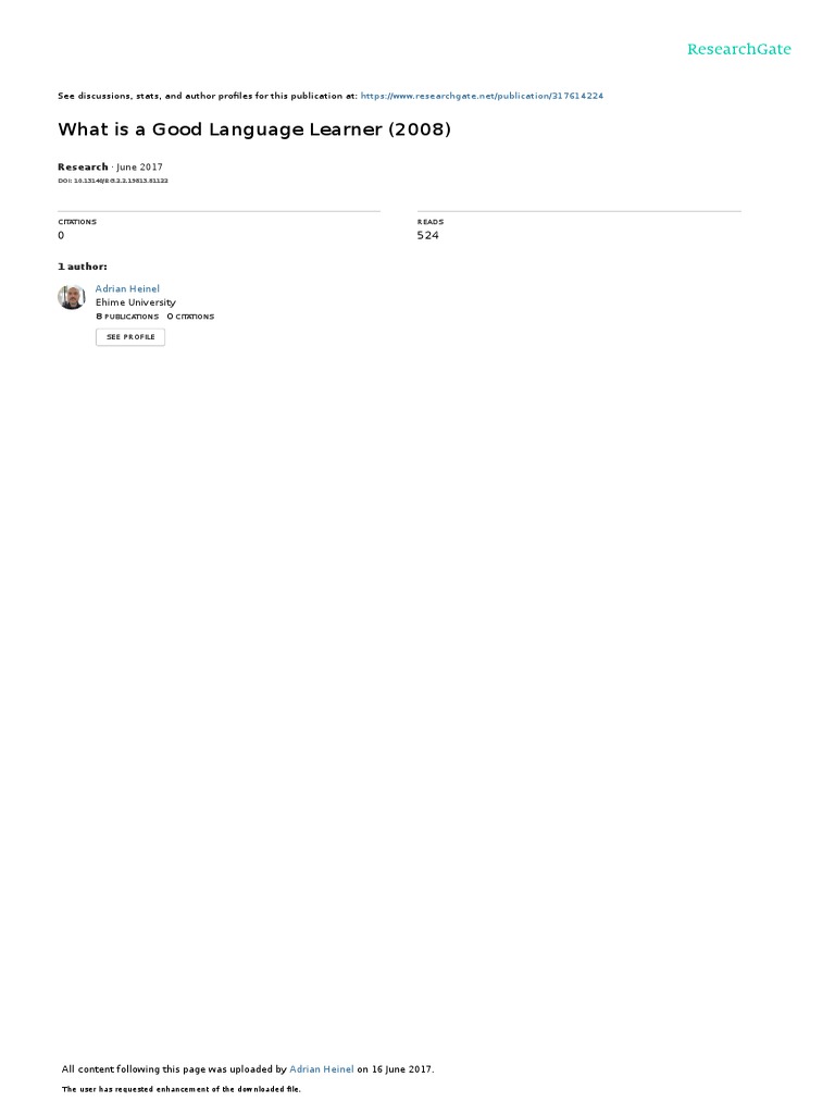 What Is A Good Language Learner | PDF | Second Language | Motivation
