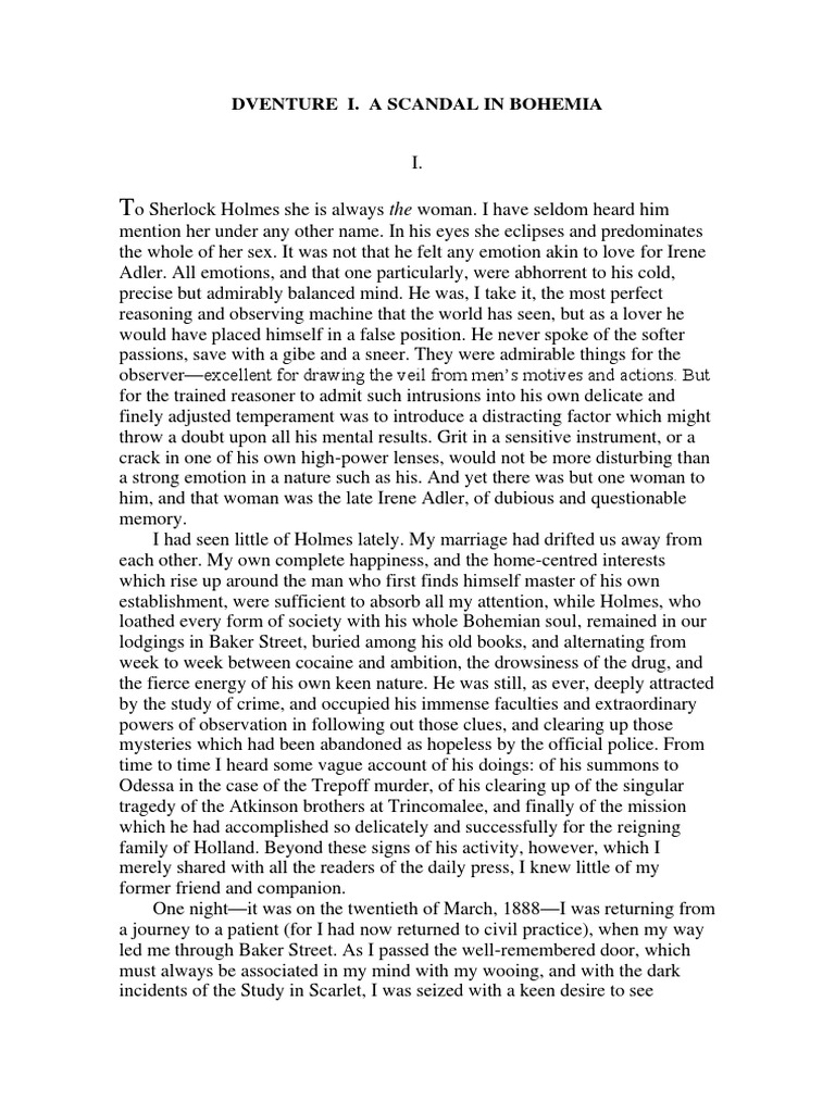 Sherlock Holmes.I VIII | PDF | A Scandal In Bohemia | Irene Adler