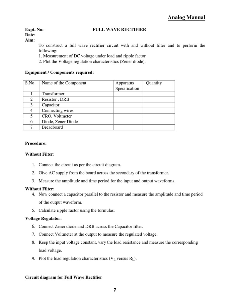EC6311 Analog Manual | PDF | Amplifier | Rectifier