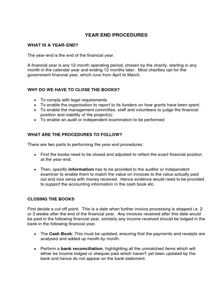 Year-End Procedures for Charities | PDF | Invoice | Accrual