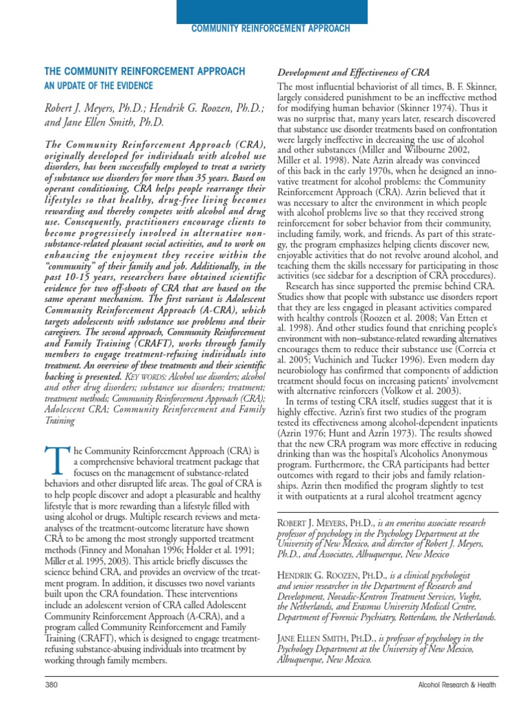 02 The Community-Reinforment Approach - An Update of The Evidence | PDF ...