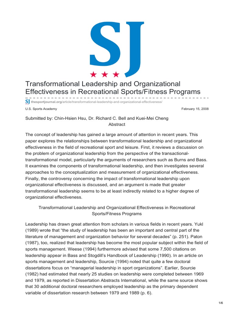 Transformational Leadership in Sports | PDF | Transformational ...