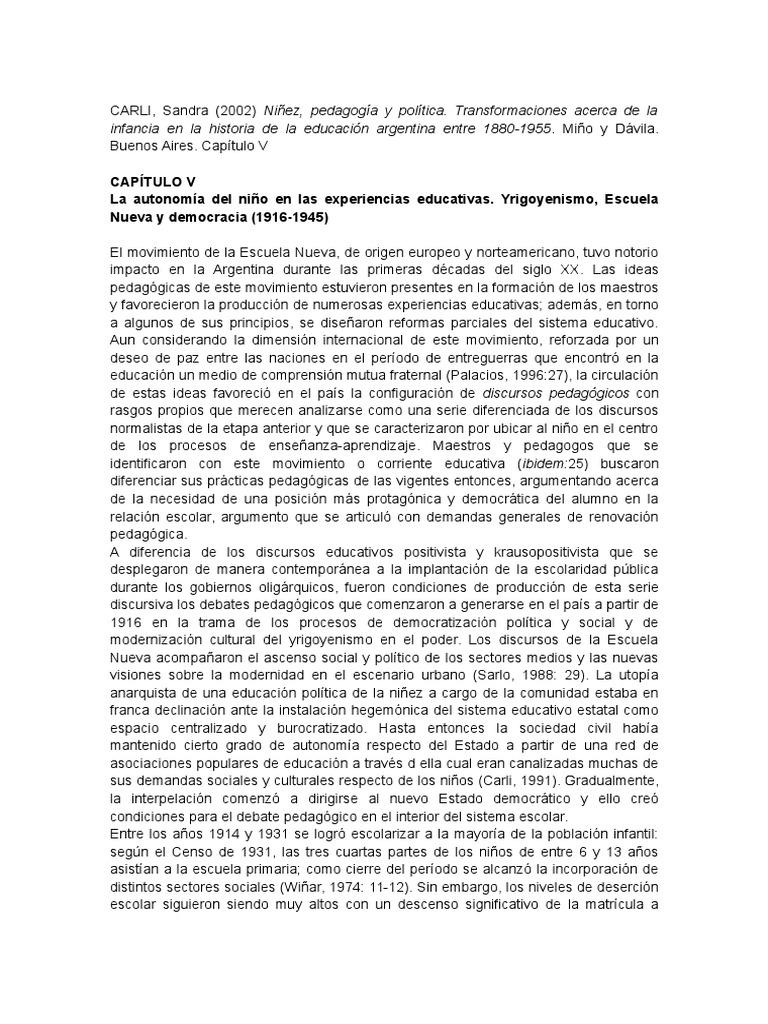 Carli (2012) Niñez Pedagogía y Política - Cap V | PDF | Jean-Jacques ...