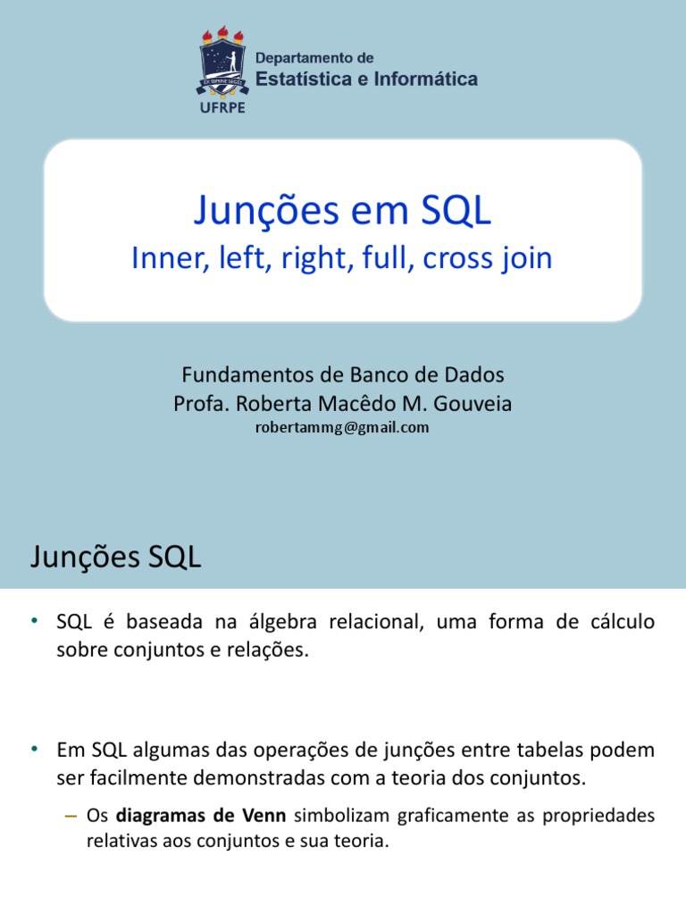 04 Junções SQL | PDF | Tabela (banco de dados) | SQL