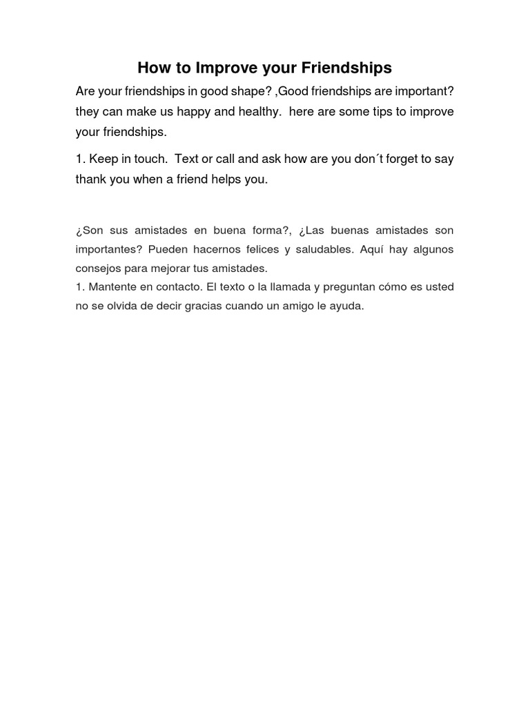 How To Improve Your Friendships | PDF