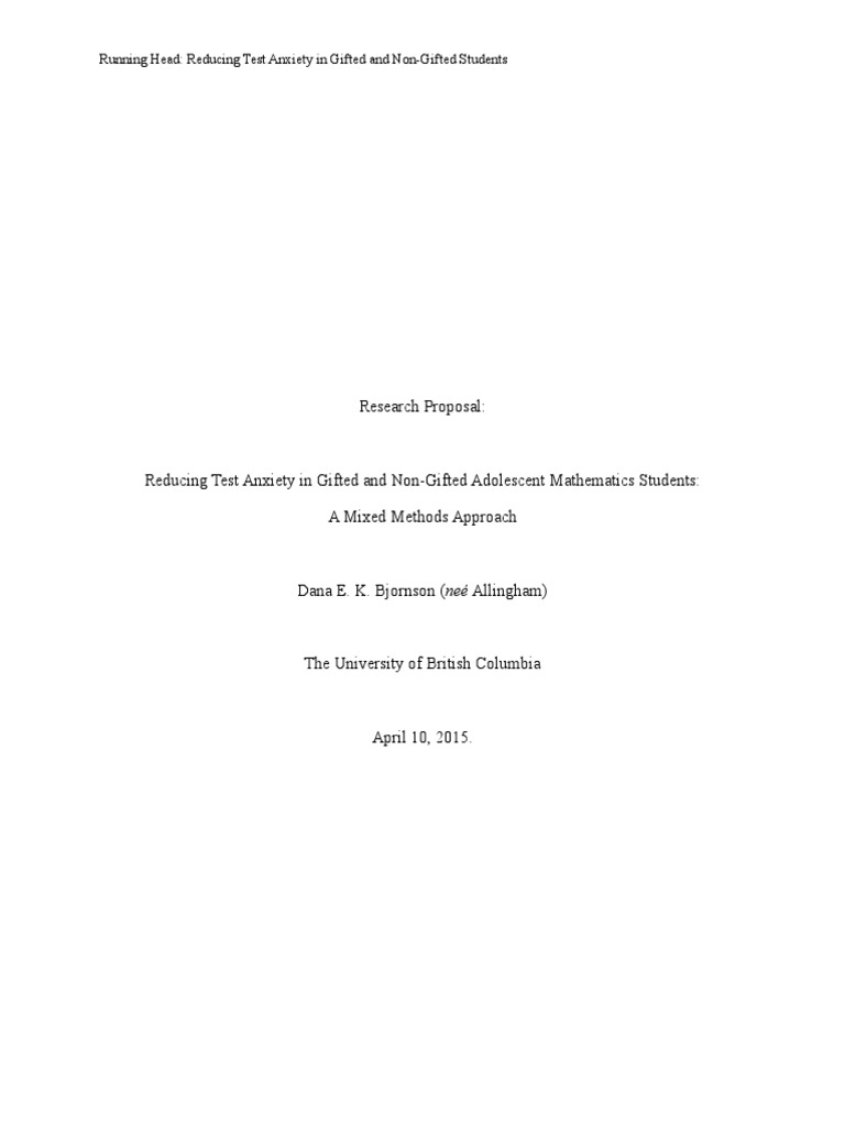 Reducing Mathematics Anxiety Research Proposal | PDF | Intellectual ...