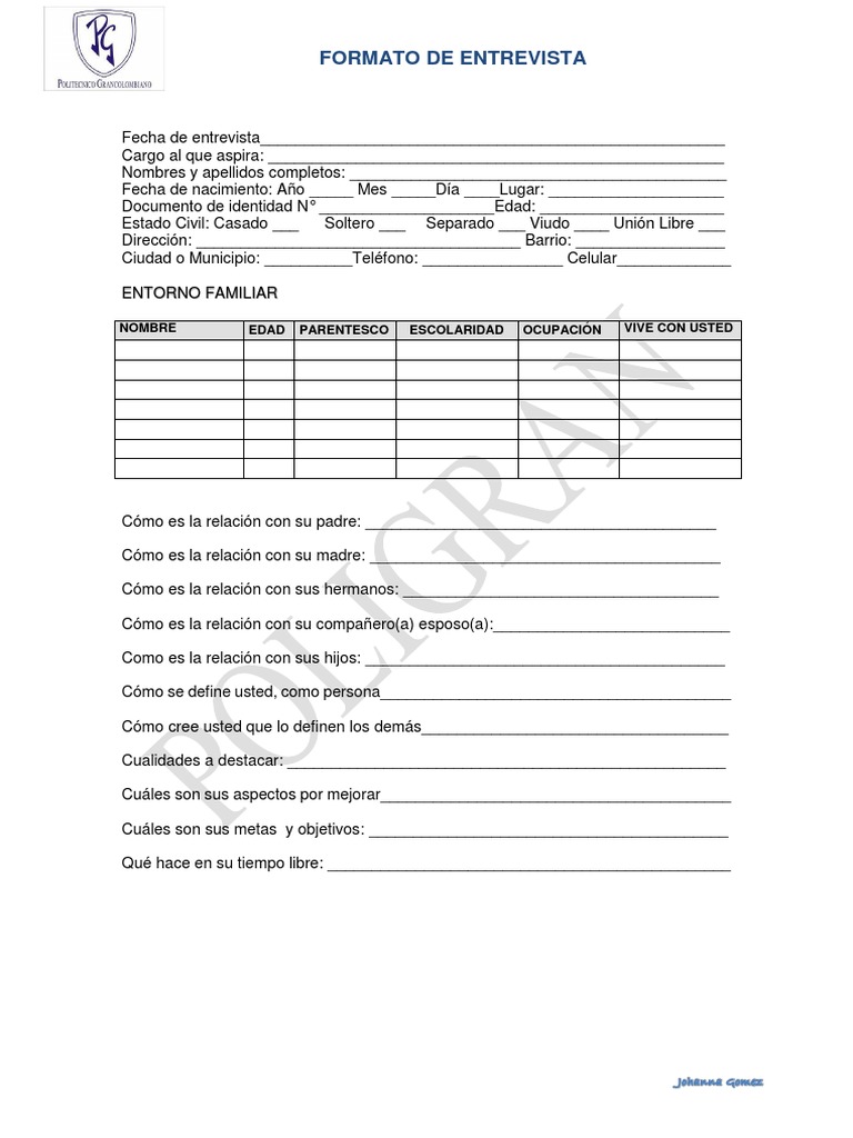 Formato Entrevista | PDF
