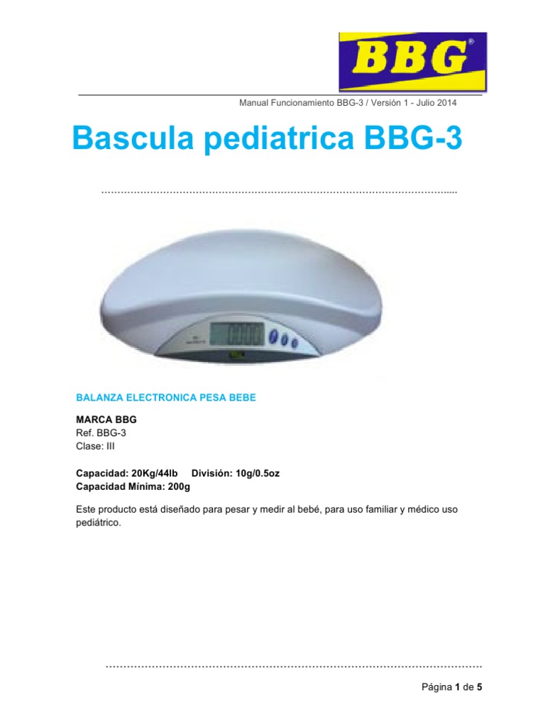 Manual - Bascula Pediatrica - BBG-3 | PDF | Kilogramo | Naturaleza
