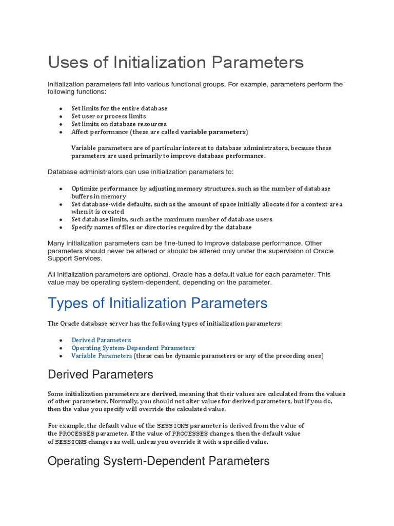 Oracle Initialisationparameter Databasereference Pdf Oracle