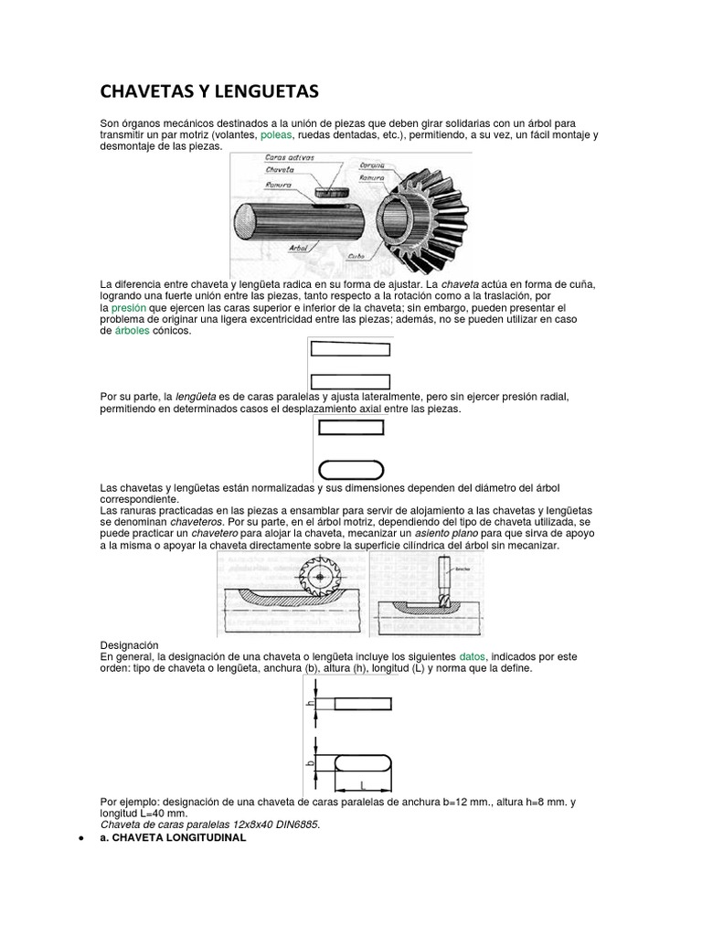 Chavetas y Lenguetas | PDF | Engranaje | Ingeniería mecánica