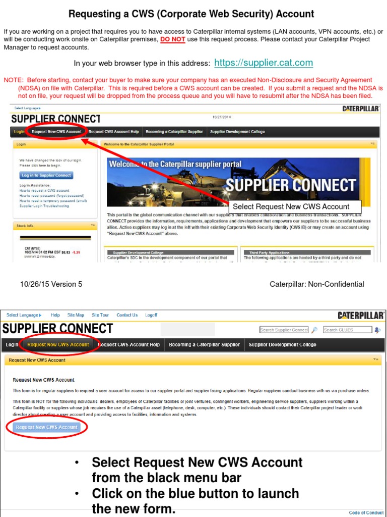 Request a CWS Account for Supplier Access | PDF | Password | Computer Security