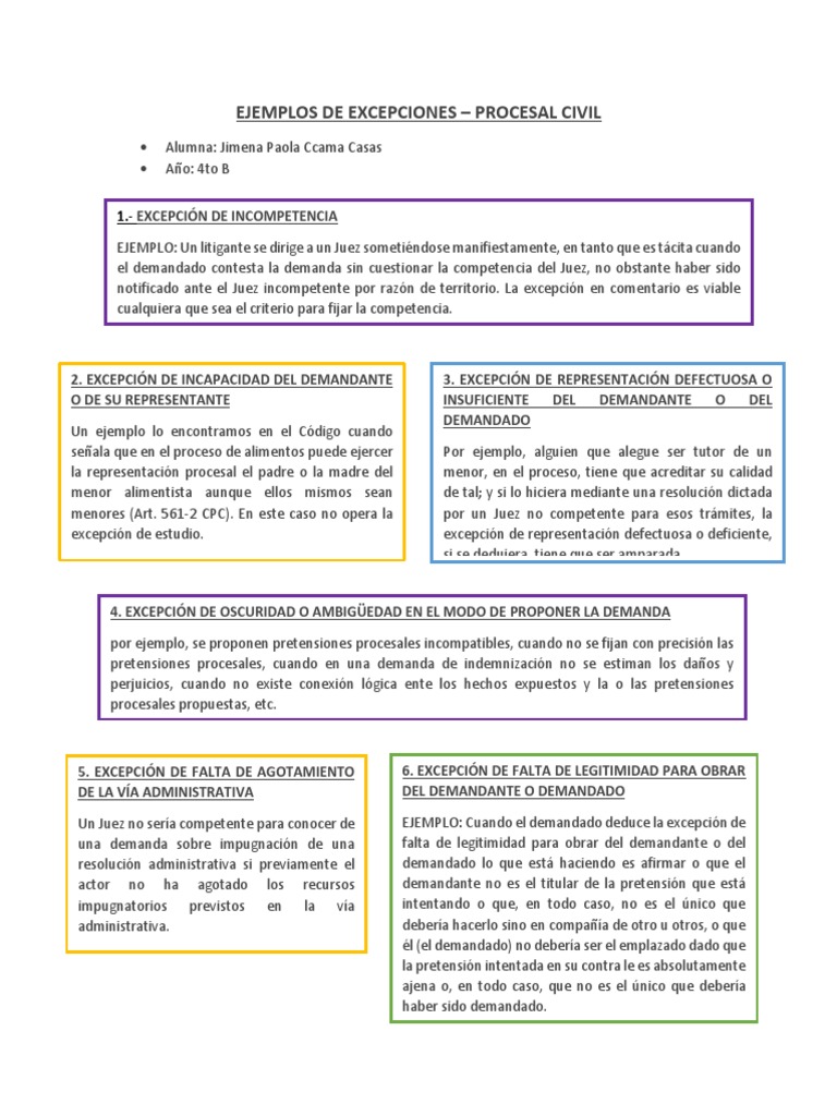 Ejemplos de Excepciones | PDF | Estatuto de limitaciones | Demanda judicial