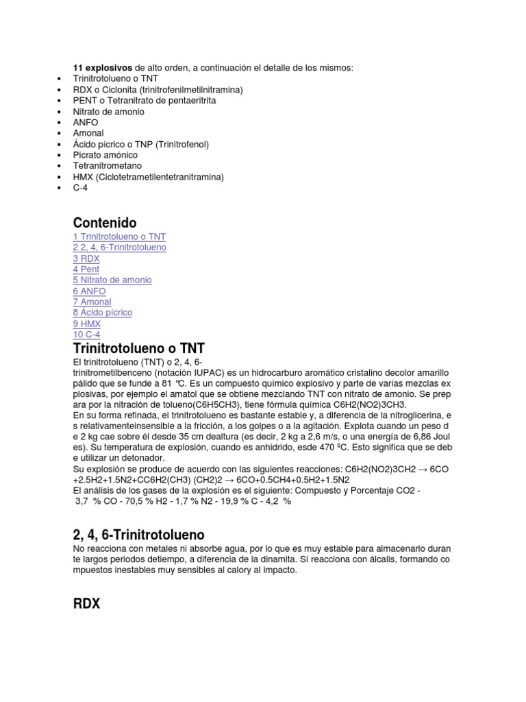 Explosivo de Alto Orden | Material explosivo | Sustancias químicas ...