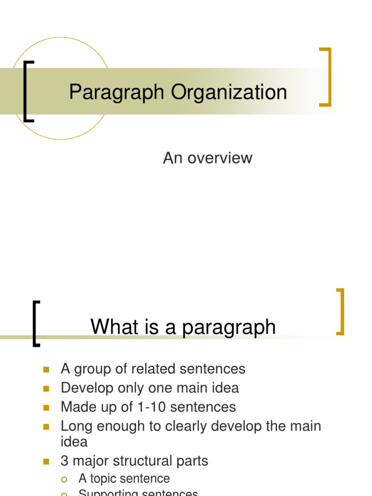 Paragraph Organization | PDF | Sentence (Linguistics) | Paragraph