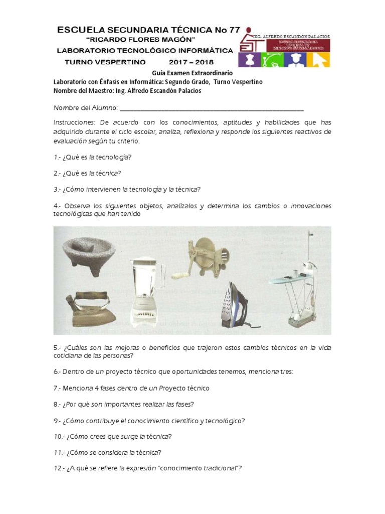 Guía de Estudio Examen Extraordinario Tecnología 2 (Informática) 17-18 | PDF | Hardware de la ...