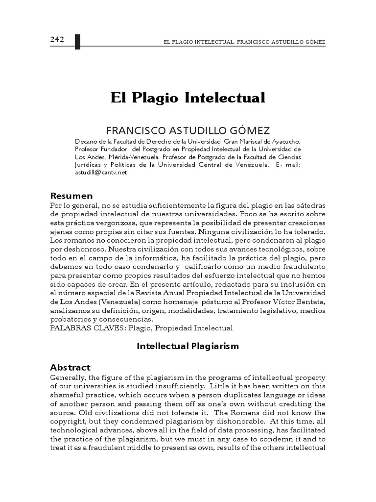 Plagio Intelectual PDF | PDF | Plagio | Acorde (Música)