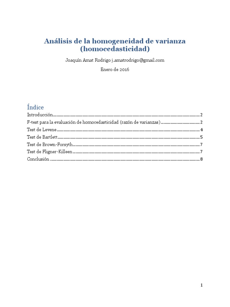 9 Analisis de La Homogeneidad de Varianza Homocedasticidad | PDF ...