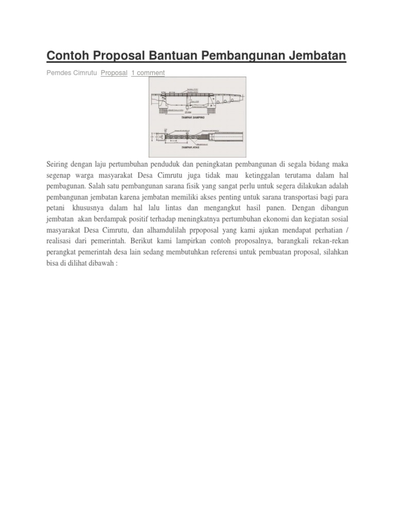 Contoh Proposal Bantuan Pembangunan Jembatan | PDF