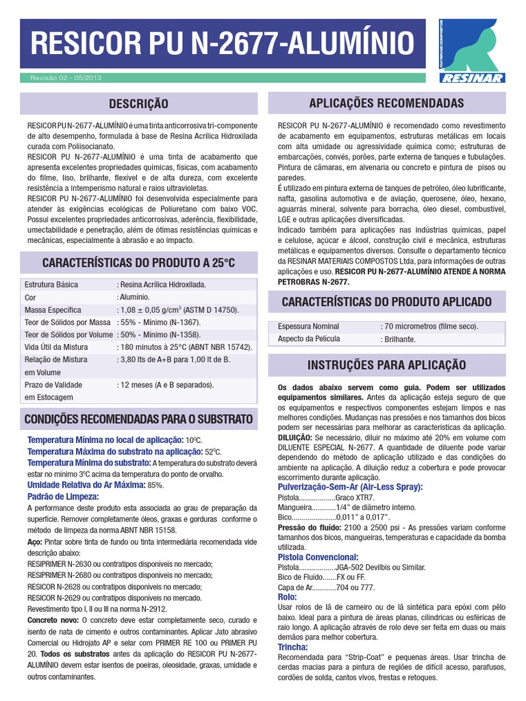 Resicor Pu N 2677 Aluminio | PDF | Tinta | Poliuretano