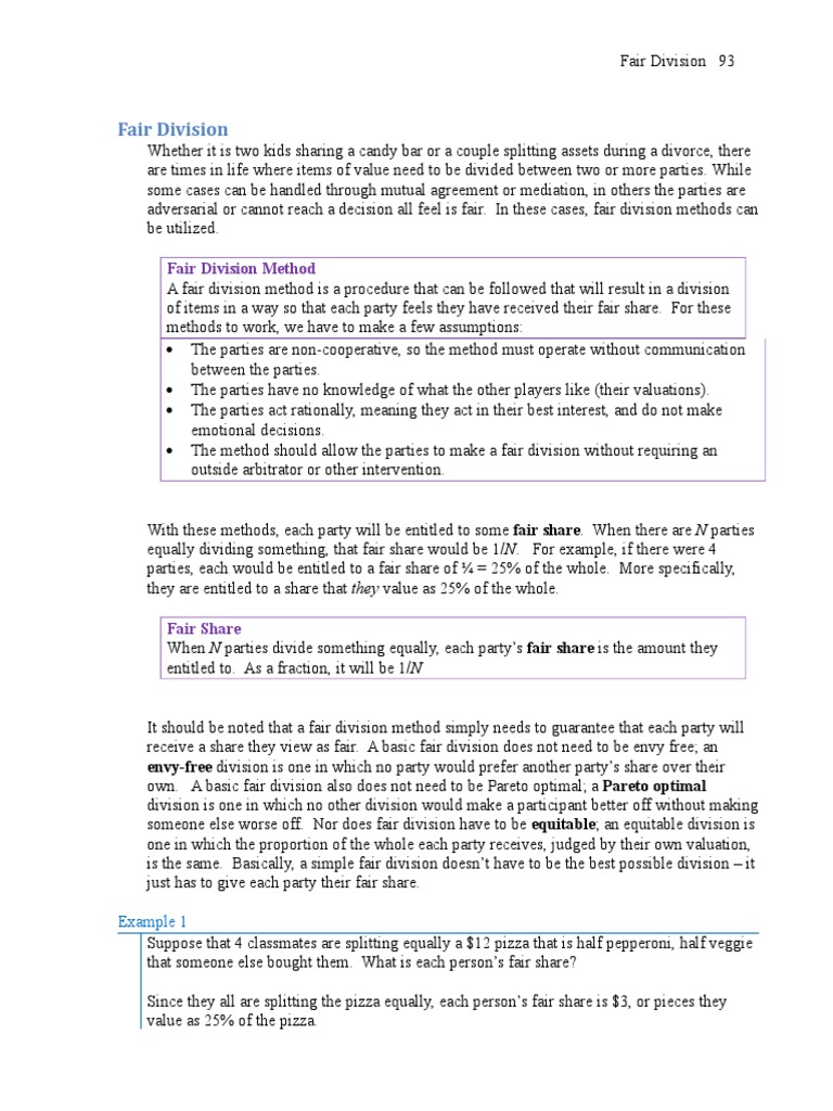 Fair Division | PDF | Business | Teaching Mathematics