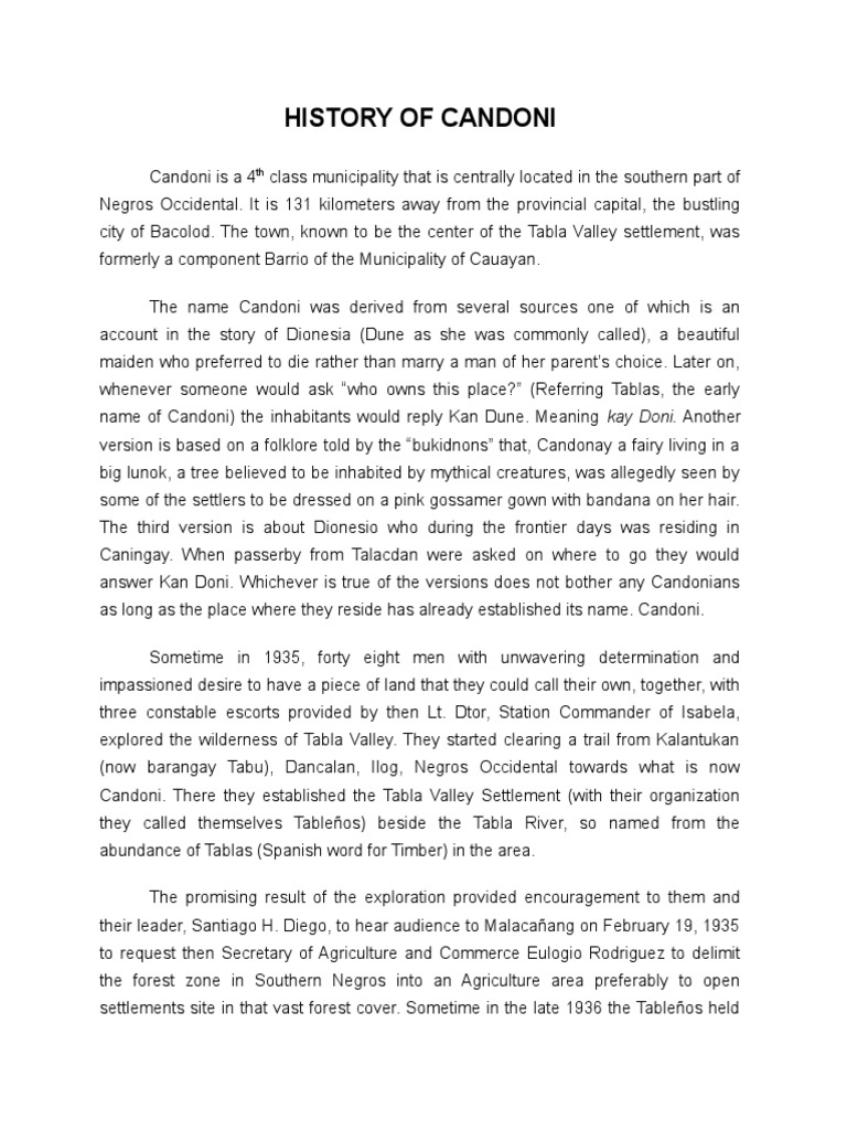 History of Candoni, Negros Occidental | PDF | Travel