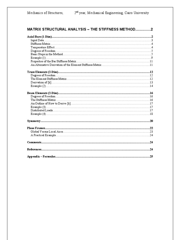 Matrix SA | PDF | Structural Analysis | Stiffness