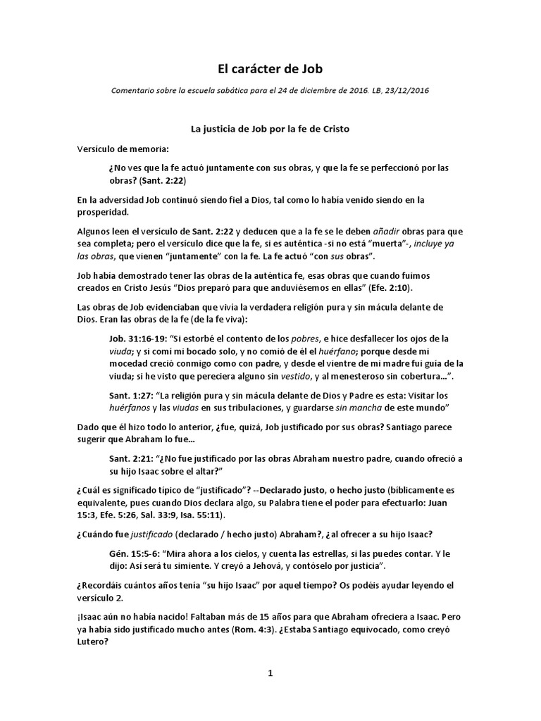 El Caracter de Job PDF | PDF | Libro de trabajo | Cristo (título)