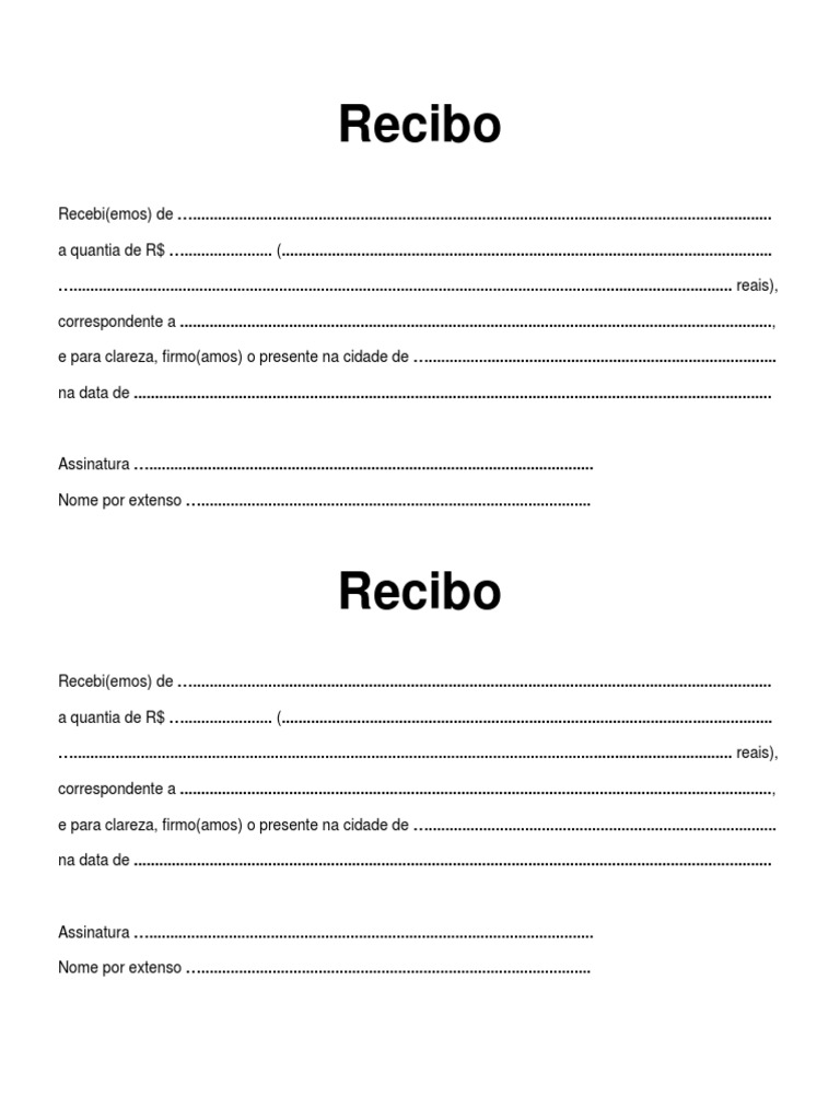 Modelo Recibo Simples para Impressao | PDF