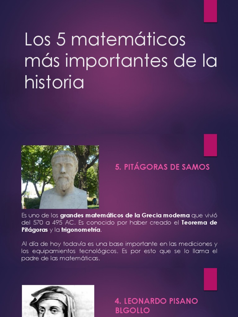 Los 5 Matemáticos Más Importantes de La Historia | PDF