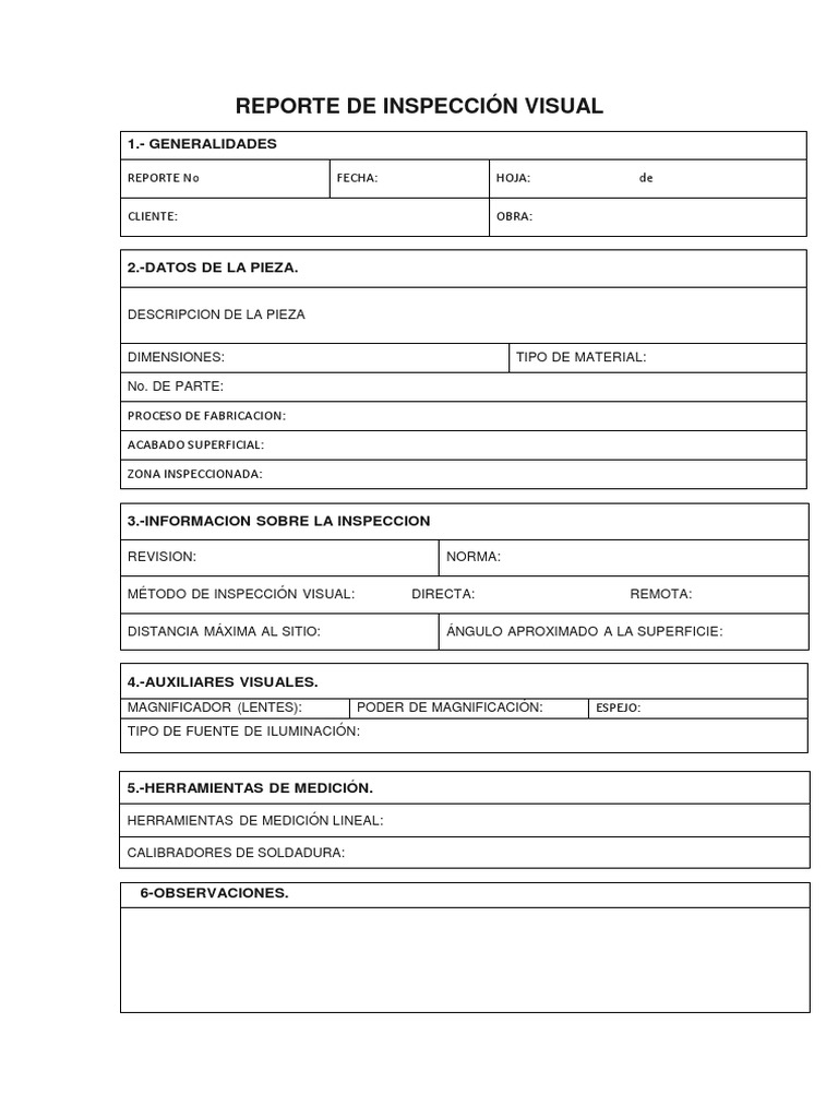 Reporte de Inspeccion Visual | PDF