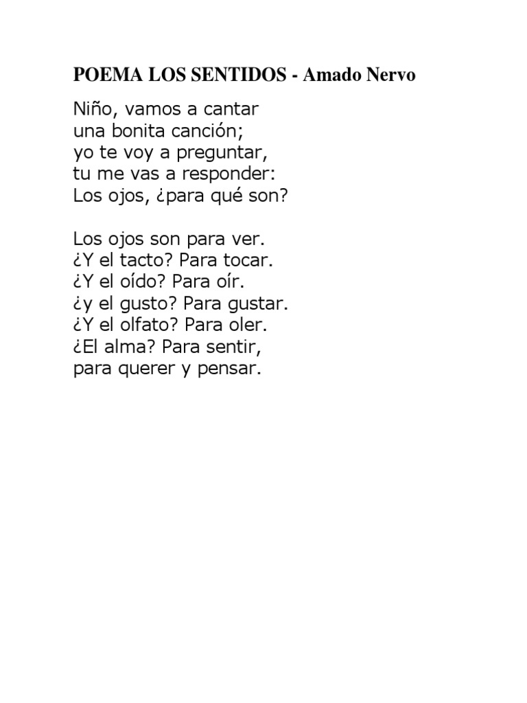 Poema Los Sentidos Amado Nervo