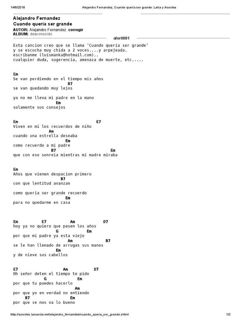 Letra y acordes de "Cuando quería ser grande" | PDF | Ocio