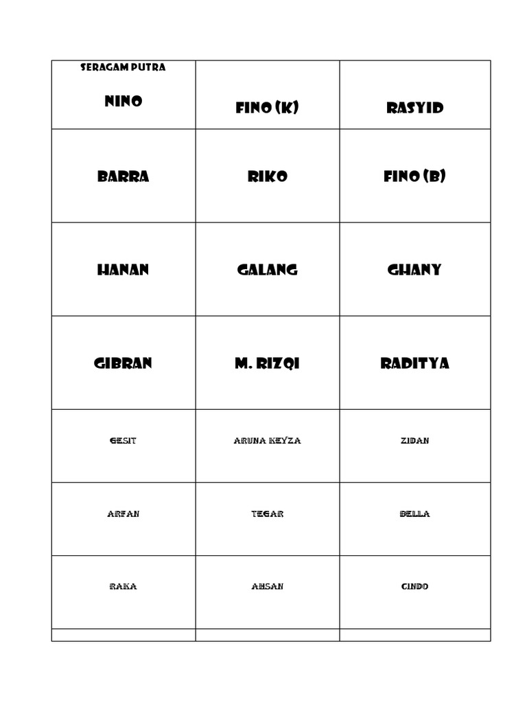 Nino Fino (K) Rasyid: Seragam Putra | PDF