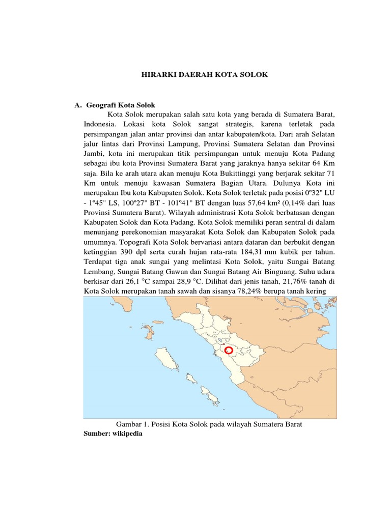 Profil Geografi dan Sejarah Kota Solok | PDF
