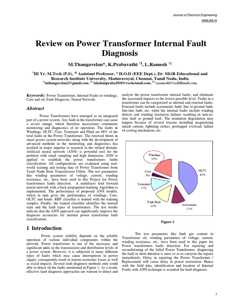 Review On Power Transformer Internal Fault: Diagnosis | PDF ...