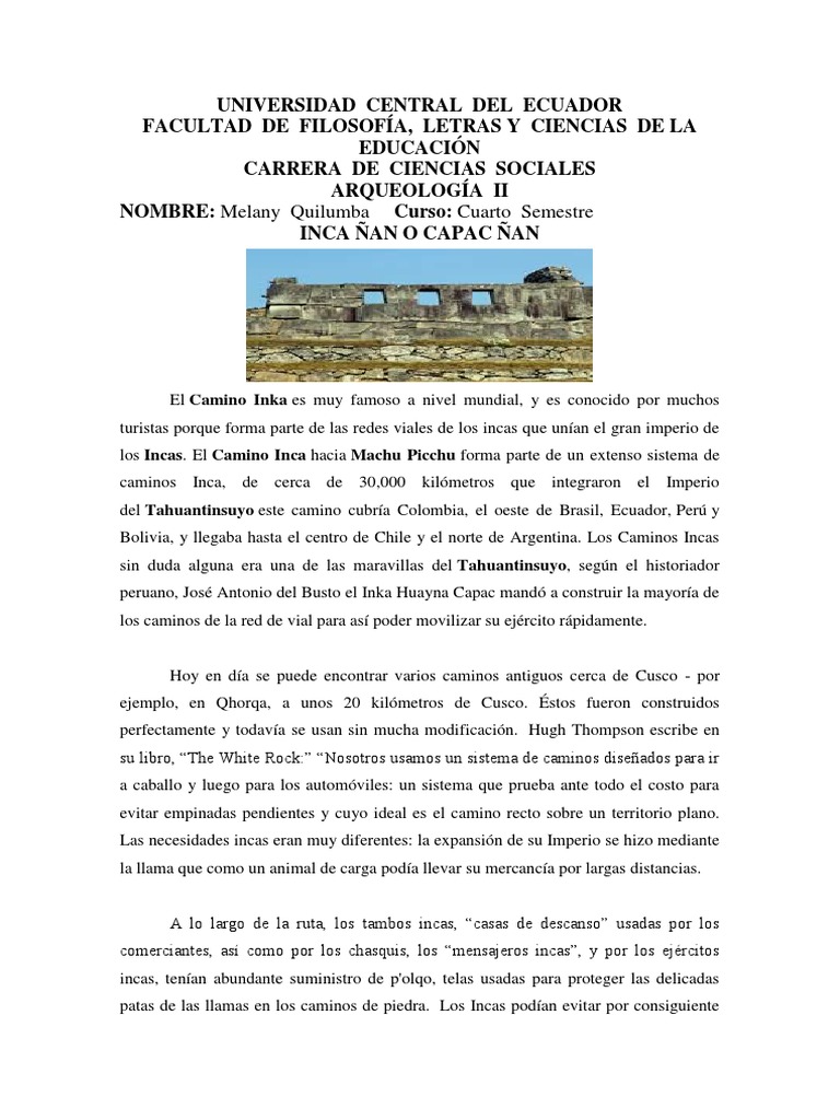 El Cápac Ñan en Ecuador: Historia y Rutas | PDF | Imperio Inca | Andes